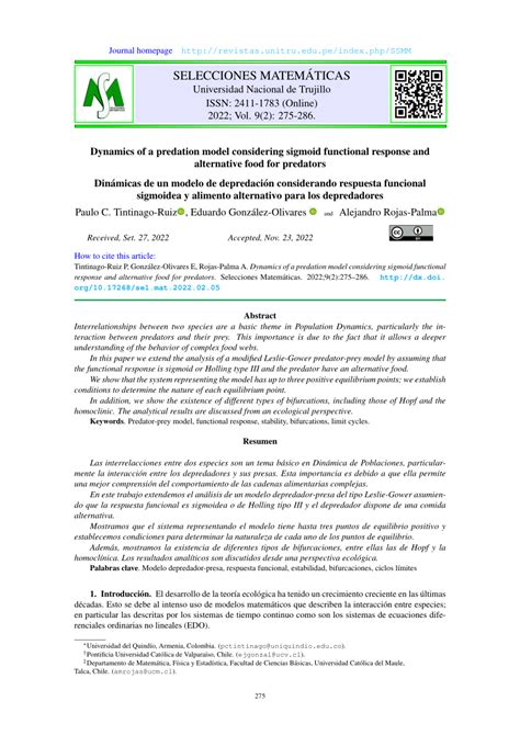 Pdf Dynamics Of A Predation Model Considering Sigmoid Functional Response And Alternative Food