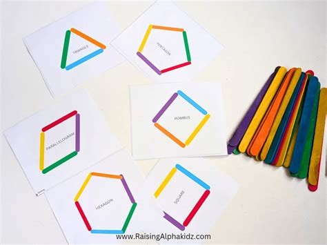 Diy Popsicle Stick Shapes Mat Printable Preschool Shape Activity
