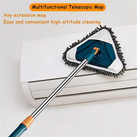 Моп с триъгълна глава завъртане на 360 градуса телескопичен лесен за почистване за