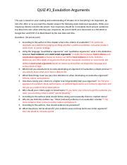 Quiz Evaluation Arguments Docx QUIZ Evaulation Arguments This Quiz Is Based On Your
