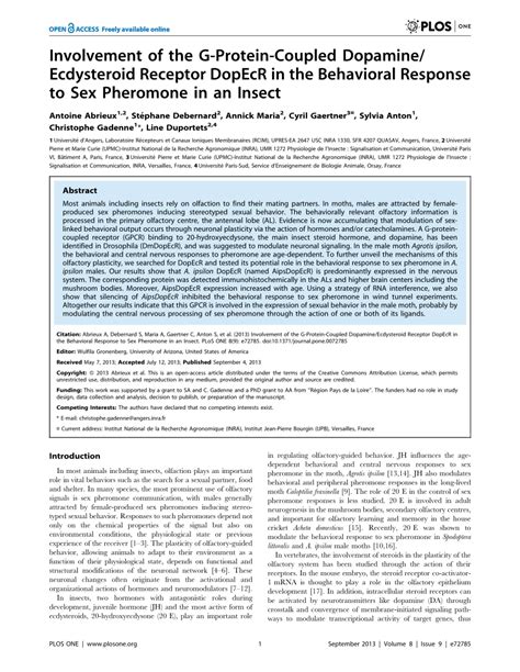 Pdf Involvement Of The G Protein Coupled Dopamine Ecdysteroid Receptor Dopecr In The