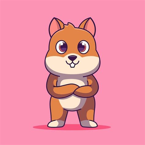 귀여운 다람쥐 마스코트 일러스트 프리미엄 벡터