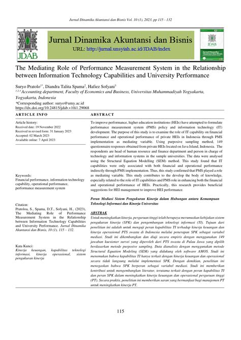 Pdf The Mediating Role Of Performance Measurement System In The