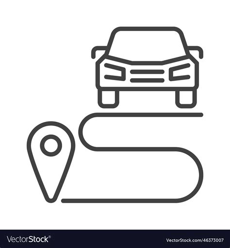 Carsharing Ride Route Concept Thin Line Icon Vector Image