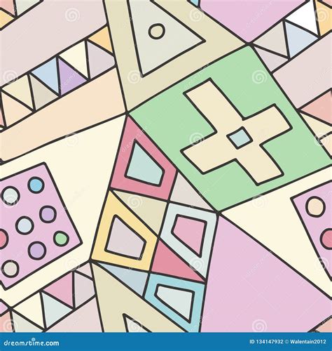 Seamless Vector Pattern Lined Asymmetric Geometric Background With Rhombus Triangles Print