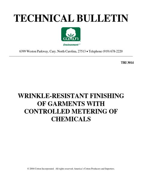 Tri 3014 Wrinkle Resistant Finishing Of Garments With Controlled