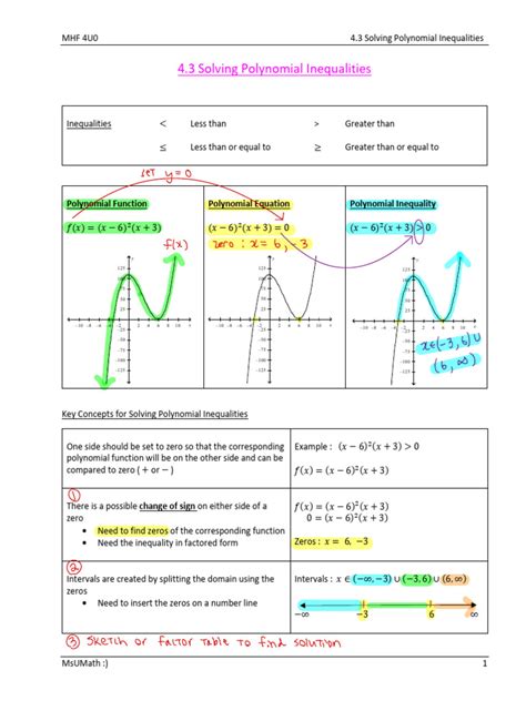 6 4 3 Solving Polynomial Inequalities Pdf Inequality Mathematics Polynomial