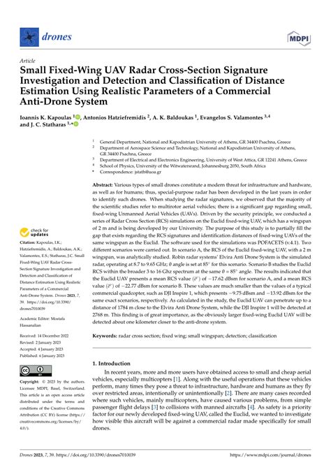 Pdf Small Fixed Wing Uav Radar Cross Section Signature Investigation And Detection And