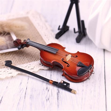 Mini Miniature Violin Model With Support Wooden Mu Grandado