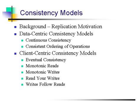 Client Centric Consistency Clientcentric Consistency Models N N