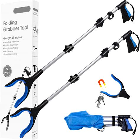 Buy 2 Pack 43 Inch Grabber Tool Extra Long Grabbers For Elderly Grab It Reaching Tool Magnets