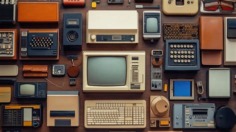 A Collage Depicting The Evolution Of Technology From Vintage Computers