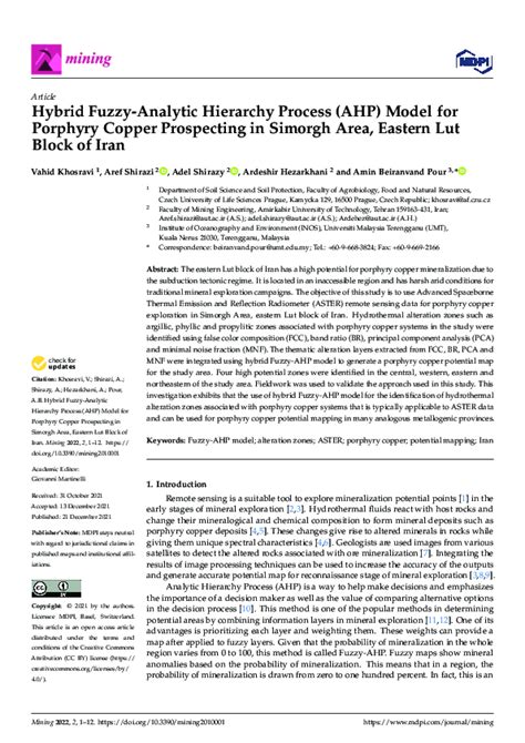 Pdf Hybrid Fuzzy Analytic Hierarchy Process Ahp Model For Porphyry