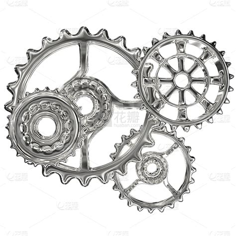 酷炫c4d金属质感齿轮立体赛博朋克贴纸