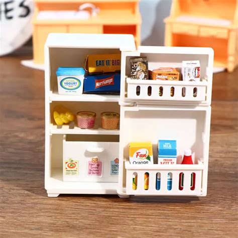 16pcs Set 1 12 Doll House Freezer Model White Refrigerator Kitchen