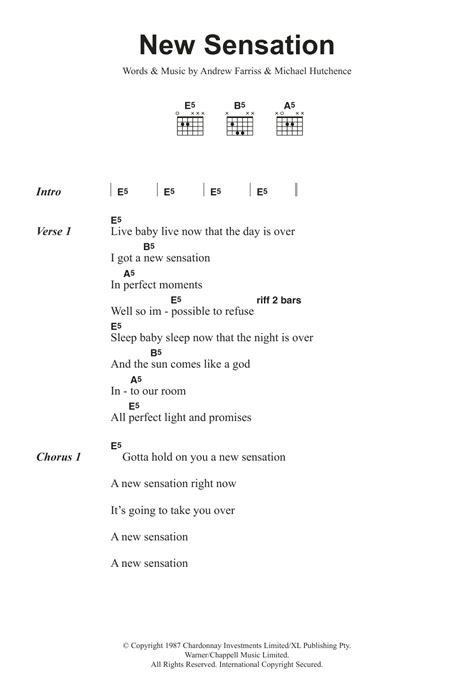 New Sensation By Inxs Guitar Chordslyrics Guitar Instructor