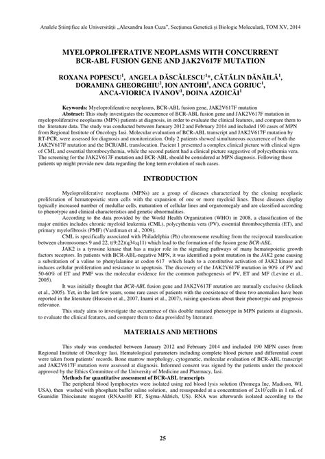 Pdf Myeloproliferative Neoplasms With Concurrent Bcr Abl Fusion Gene And Jak2v617f Mutation