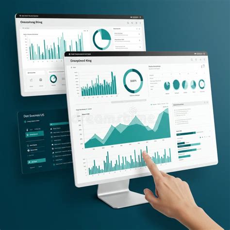 A Hand Interacts With A Modern Computer Monitor Displaying Multiple