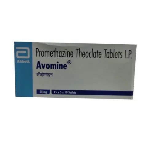 Avomine Promethazine Theoclate Tablets Ip Packaging Type Box Dose 25mg At ₹ 381 67 Bottle In