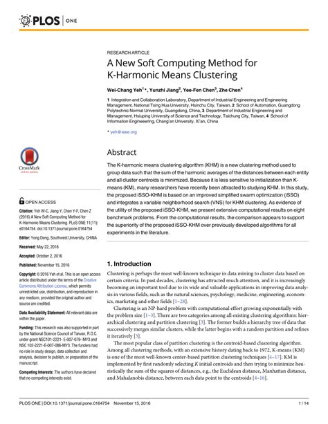 Pdf A New Soft Computing Method For K Harmonic Means Clustering