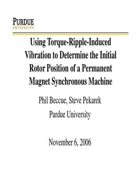 Using Torque Ripple Induced Vibrations To Determine The Position Of A Pmsm Rotor Pdf