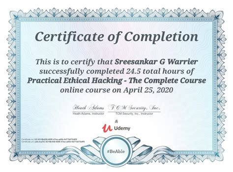 Sreesankar G Warrier On Linkedin Udemy Cybersecurity Infosec