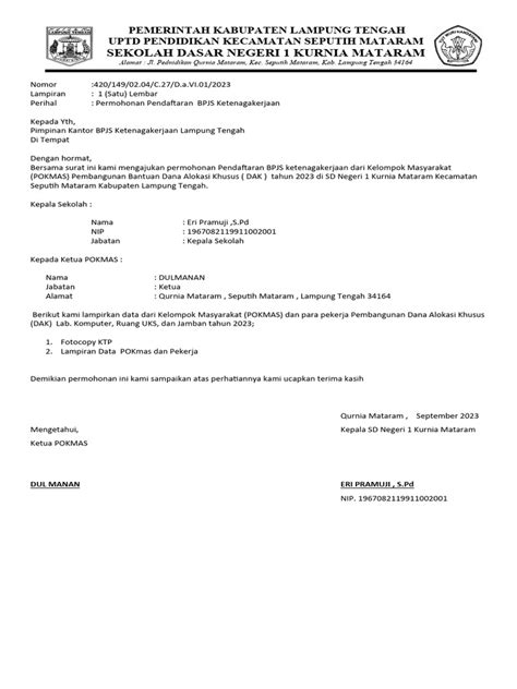 Surat Permohonan Bpjs Pdf