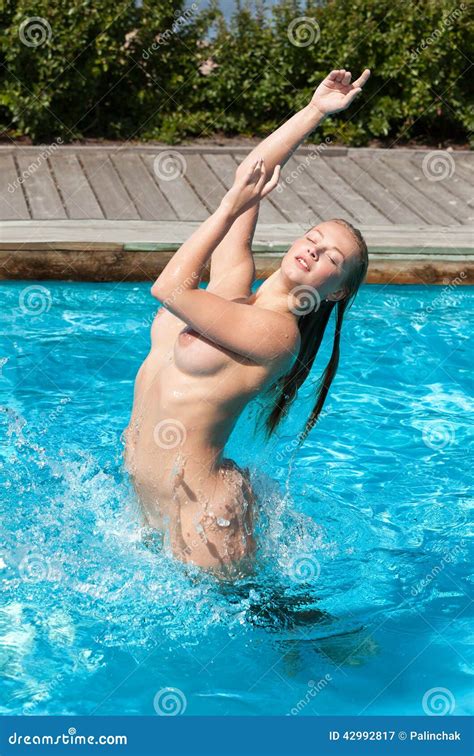 Naked Woman In Swimming Pool Stock Image Image Of Happiness