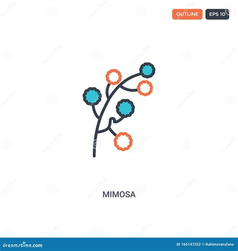 2 Color Mimosa Concept Line Vector Icon Isolated Two Colored Mimosa Outline Icon With Blue And