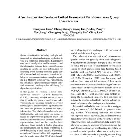 A Semi Supervised Scalable Unified Framework For E Commerce Query