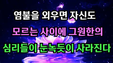 염불을 외우면 자신도 모르는 사이에 그 원한의 심리 들이 눈녹듯이 사라진다 L현대인을 위한 부처님의 진리 말씀 L삶의 길잡이가 될 지혜의 등불 Youtube