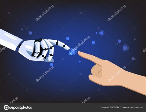 Hands Robot Human Touching Symbol Connection Interaction Artificial