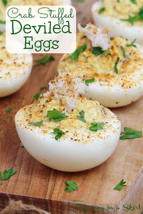 Crab Deviled Eggs Quick And Easy Running In A Skirt
