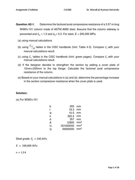 Assignment 2 Solution Pdf Buckling Teaching Mathematics