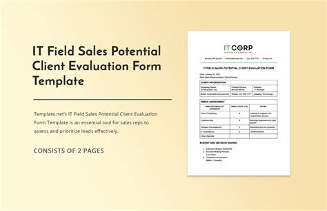 It Field Sales Potential Client Evaluation Form Template In Word Pdf