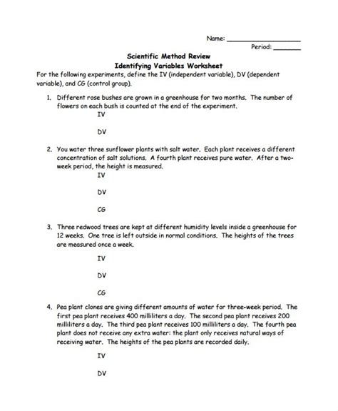 Identifying Variables Worksheet Key Free Worksheets Library Free