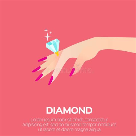 Кольцо с бриллиантом девушки роскошное большое Иллюстрация штока иллюстрации насчитывающей