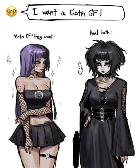 Left Is Mall Goth And Right Is Traditional Goth Cute Art Styles Cute