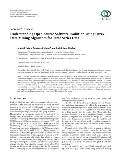 Pdf Understanding Open Source Software Evolution Using Fuzzy Data Mining Algorithm For Time
