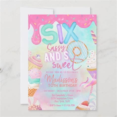 Six Sassy And So Sweet Invitation Zazzle Sweet Invitations