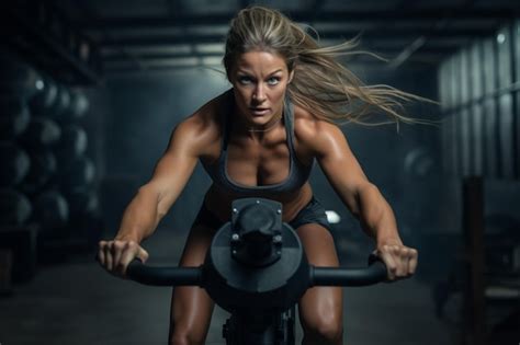 Premium Ai Image Crossfit Woman Doing Intense Cardio Training On