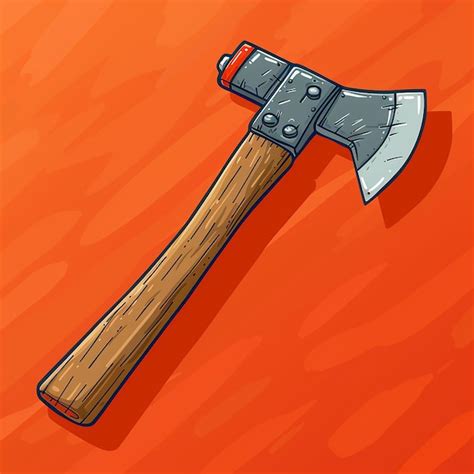 A Drawing Of An Axe With A Wooden Handle Premium Ai Generated Image