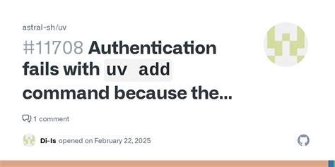 Authentication Fails With `uv Add` Command Because The Authentication