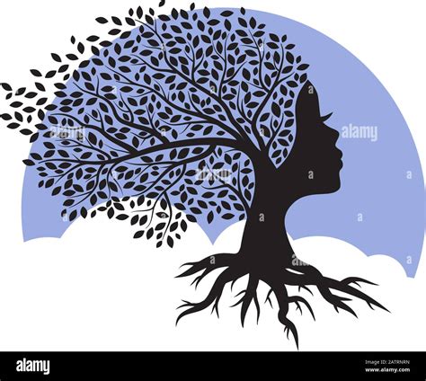 Tree With Female Face Vector Graphic Design Element Stock Vector Image