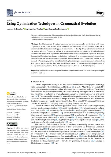 Pdf Using Optimization Techniques In Grammatical Evolution