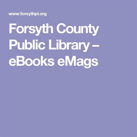 Forsyth County Public Library Ebooks Emags