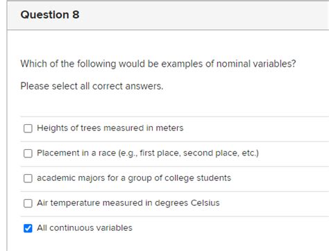 Solved Which Of The Following Would Be Examples Of Nominal Chegg