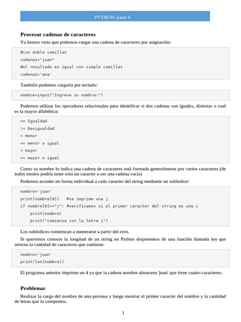 Python 4 Cadenas De Caracteres Pdf Cadena Informática Python Lenguaje De Programación