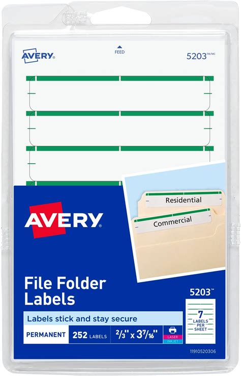 Amazon Com Avery Extra Large File Folder Labels Removable Adhesive Matte White 15 16 X 3 7