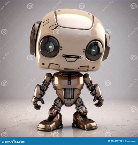 Futuristic Funko Robot A Stylish And Emotive Metallic Creation Stock Illustration